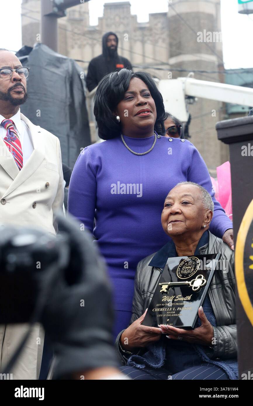 Will Smith pictured in Philadelphia at a street name change from 59th ...