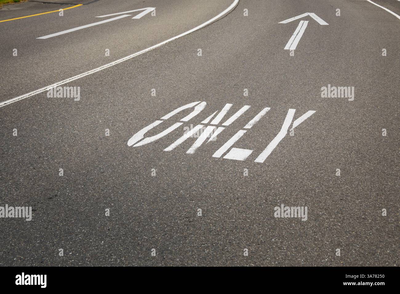 This way only road, Ahead Only, the word Only with arrow symbol Stock ...