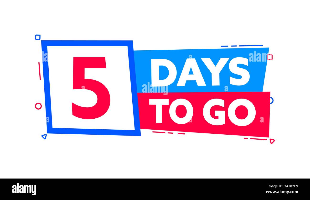 5 Days to go. Countdown timer. Countdown left days banner. Sale or ...