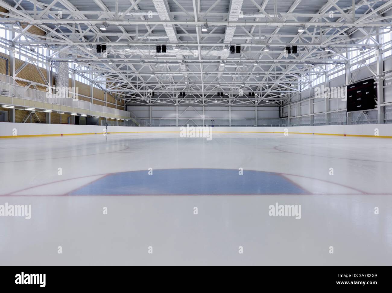 Interior view of an ice rink with ice hockey markings Stock Photo - Alamy