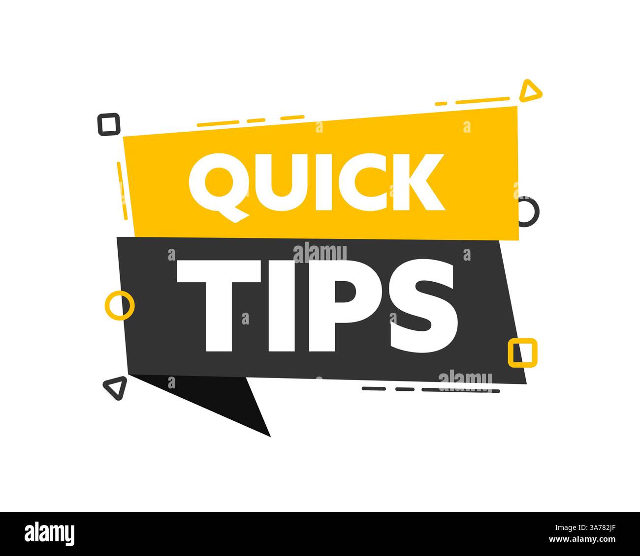 Speech bubble with the word Quick Tips yellow and black label. Vector ...