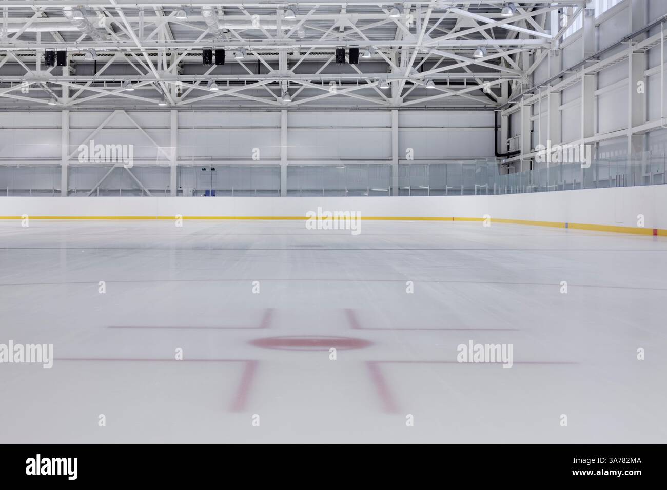 Interior view of an ice rink with ice hockey markings Stock Photo - Alamy