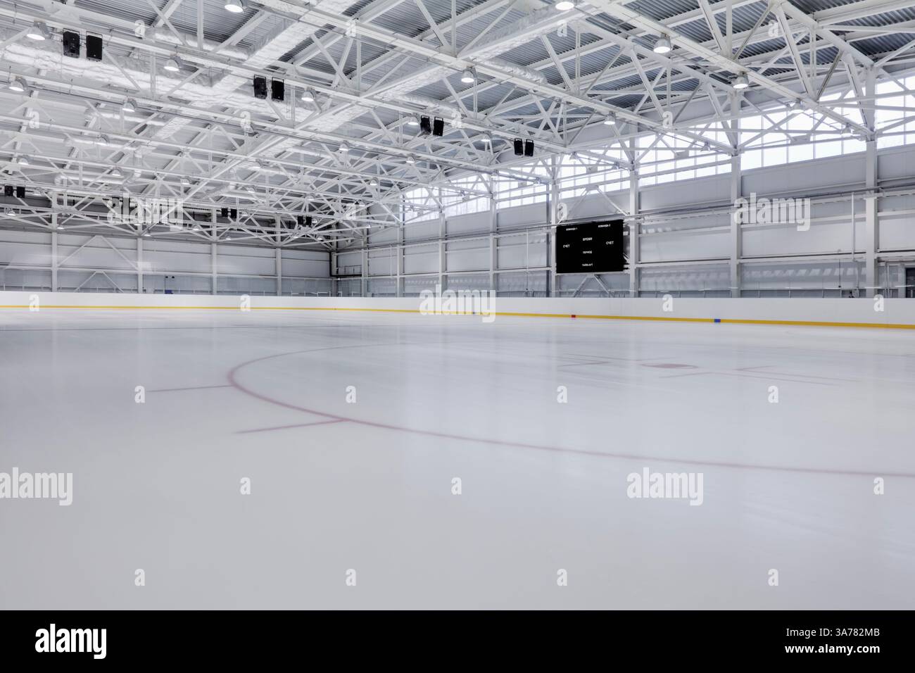 Interior view of an ice rink with ice hockey markings Stock Photo - Alamy