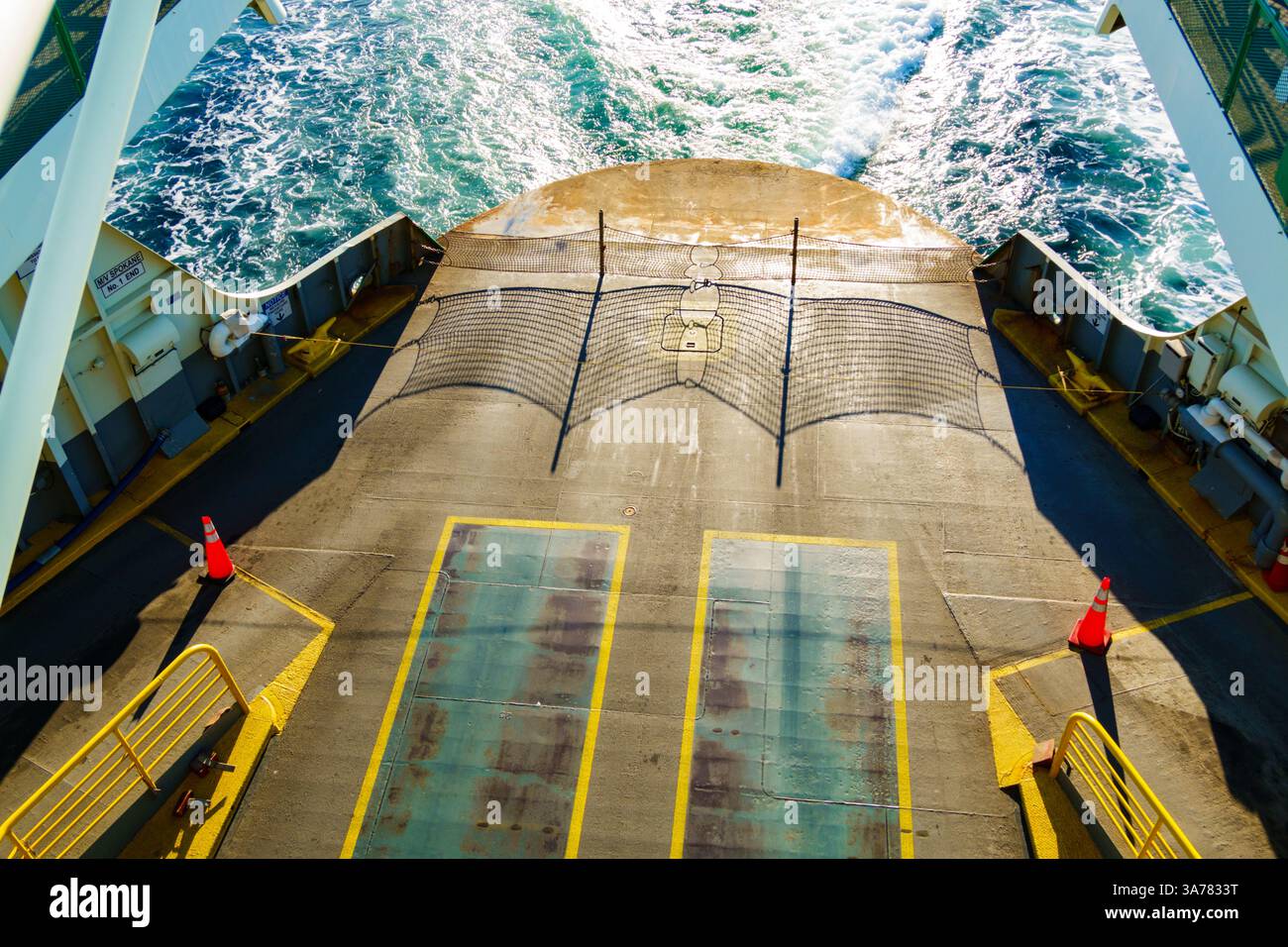 Kingston to Edmonds 'Spokane' ferry on Puget Sound, looking down onto ...