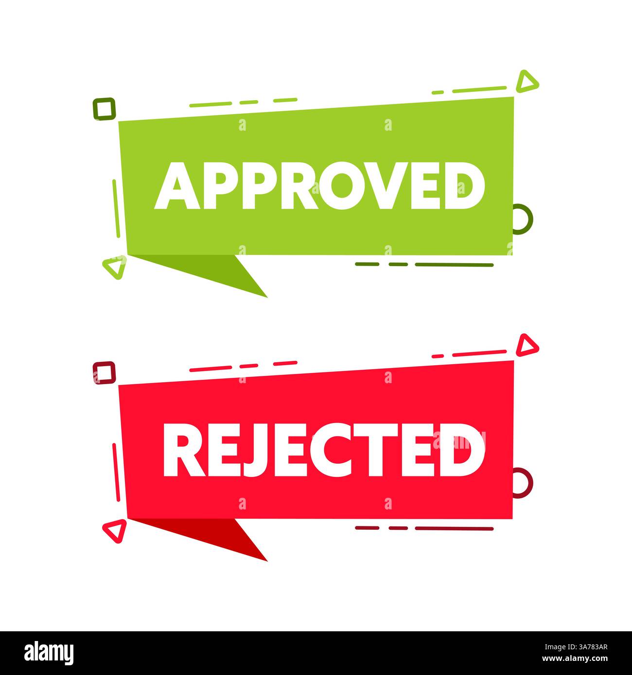 Approved and rejected label sticker. Green check mark yes and red cross ...
