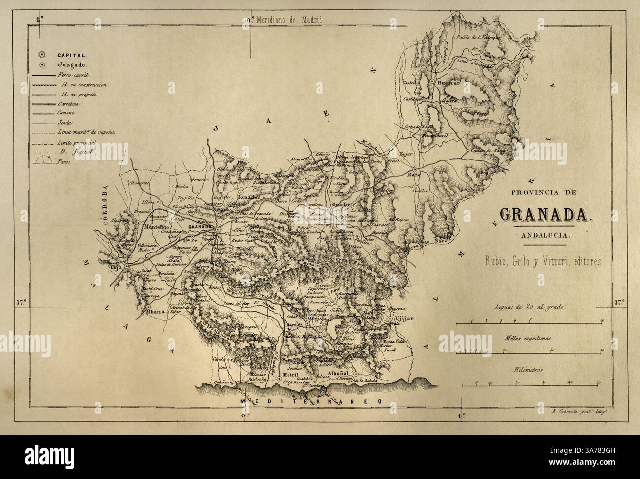 Map of the Granada province, Andalusia, Spain. Crónica General de ...