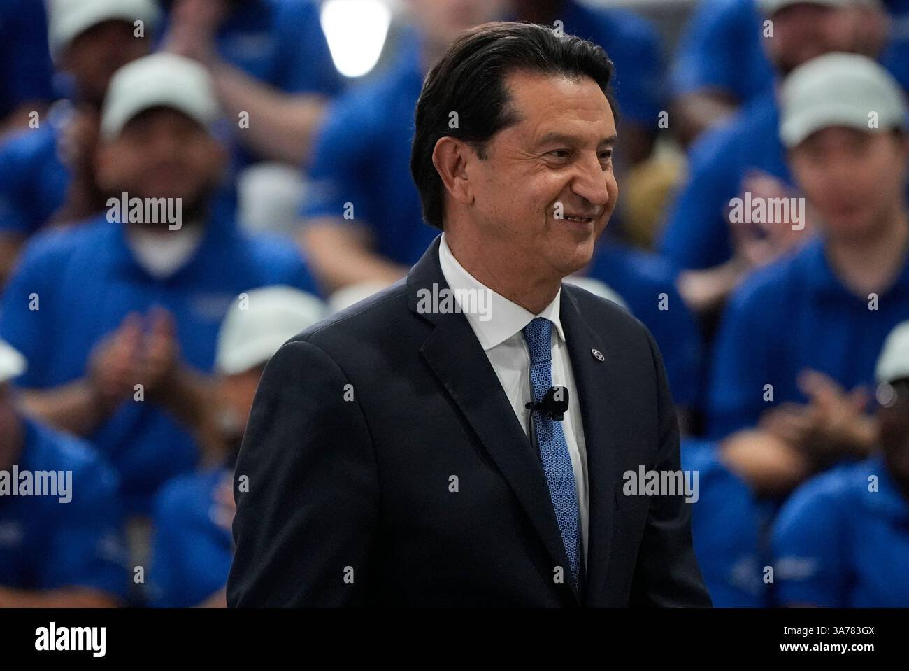 Jose Munoz, president and CEO, Hyundai Motor Company, speaks during a ...