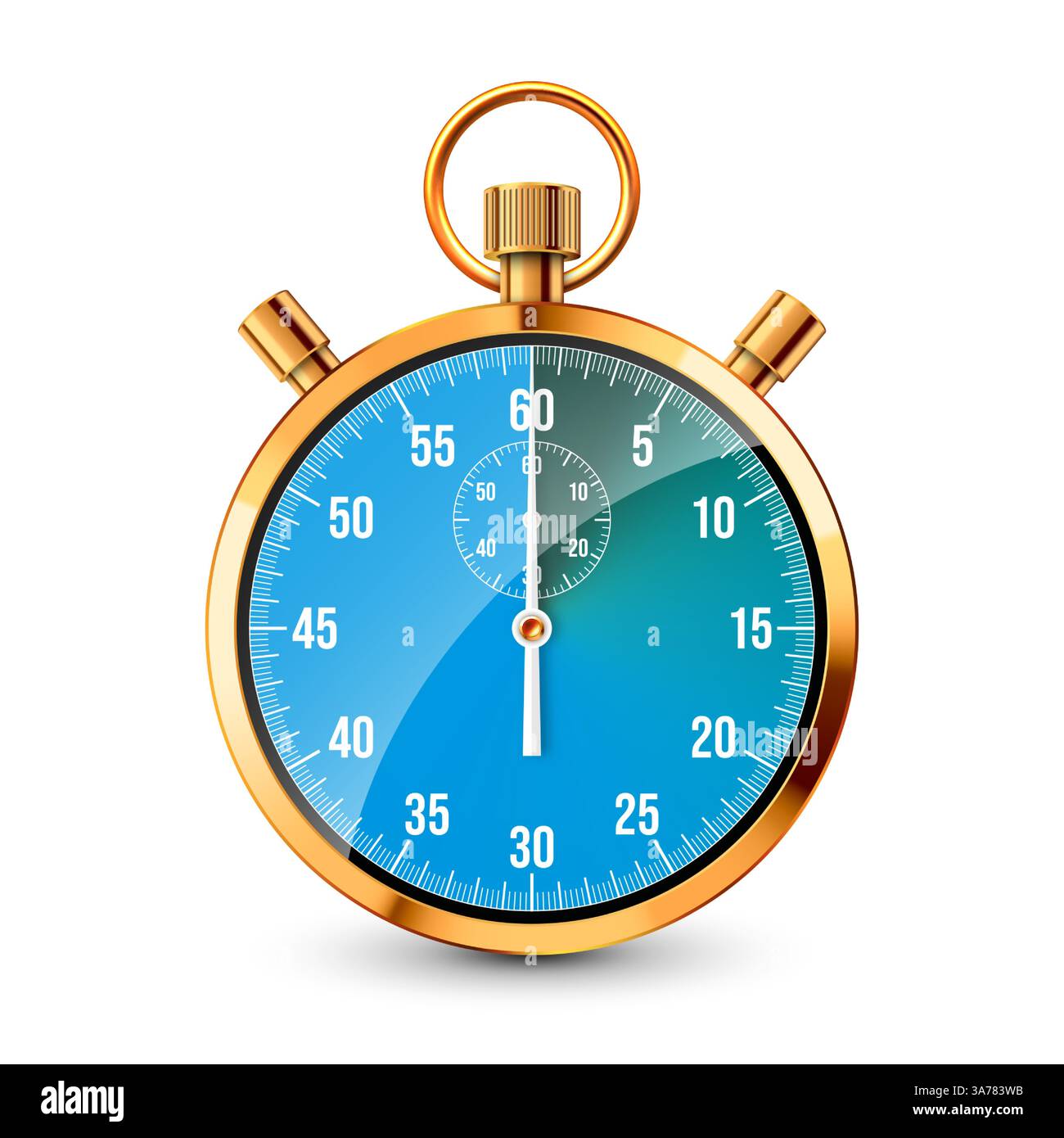 Realistic classic stopwatch. Shiny golden metal chronometer, time ...