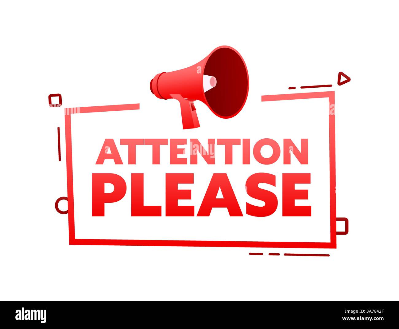 Megaphone with Attention please speech bubble banner. Promotion and ...