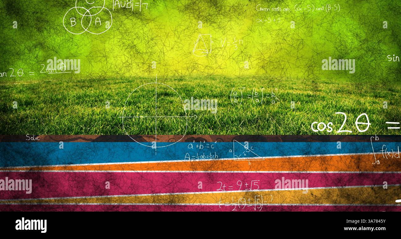 Image of handwritten maths formulae and calculations moving over ...