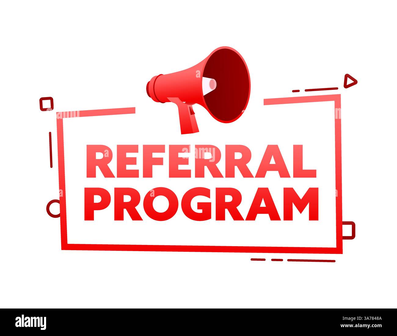 Megaphone with Referral program speech bubble banner. Promotion and ...