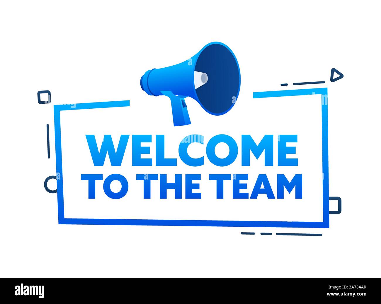 Megaphone with Welcome to the team speech bubble banner. Promotion and ...