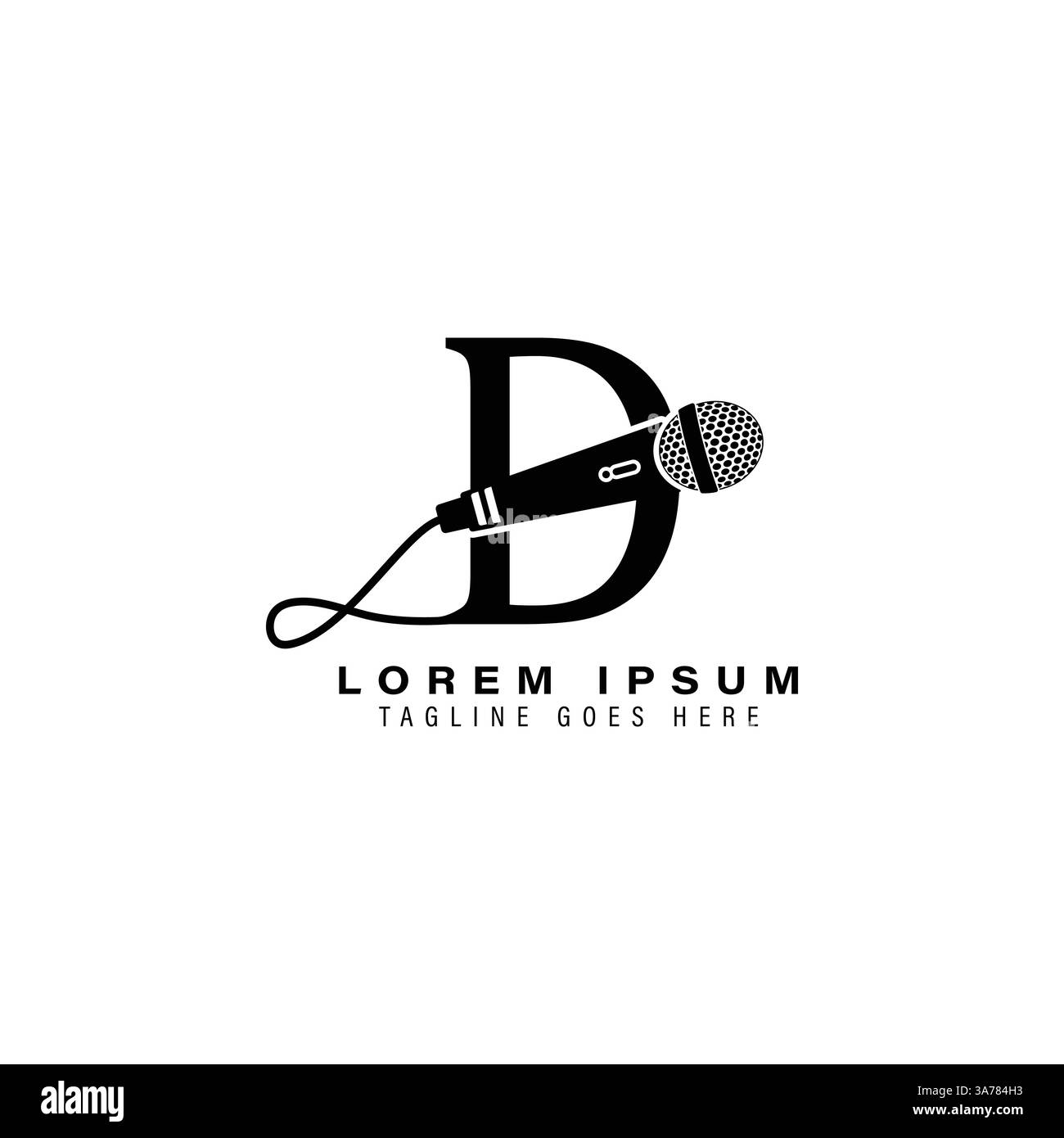 Letter D with Microphone Logo Design. Alphabet D Mic Vector Icon Stock ...