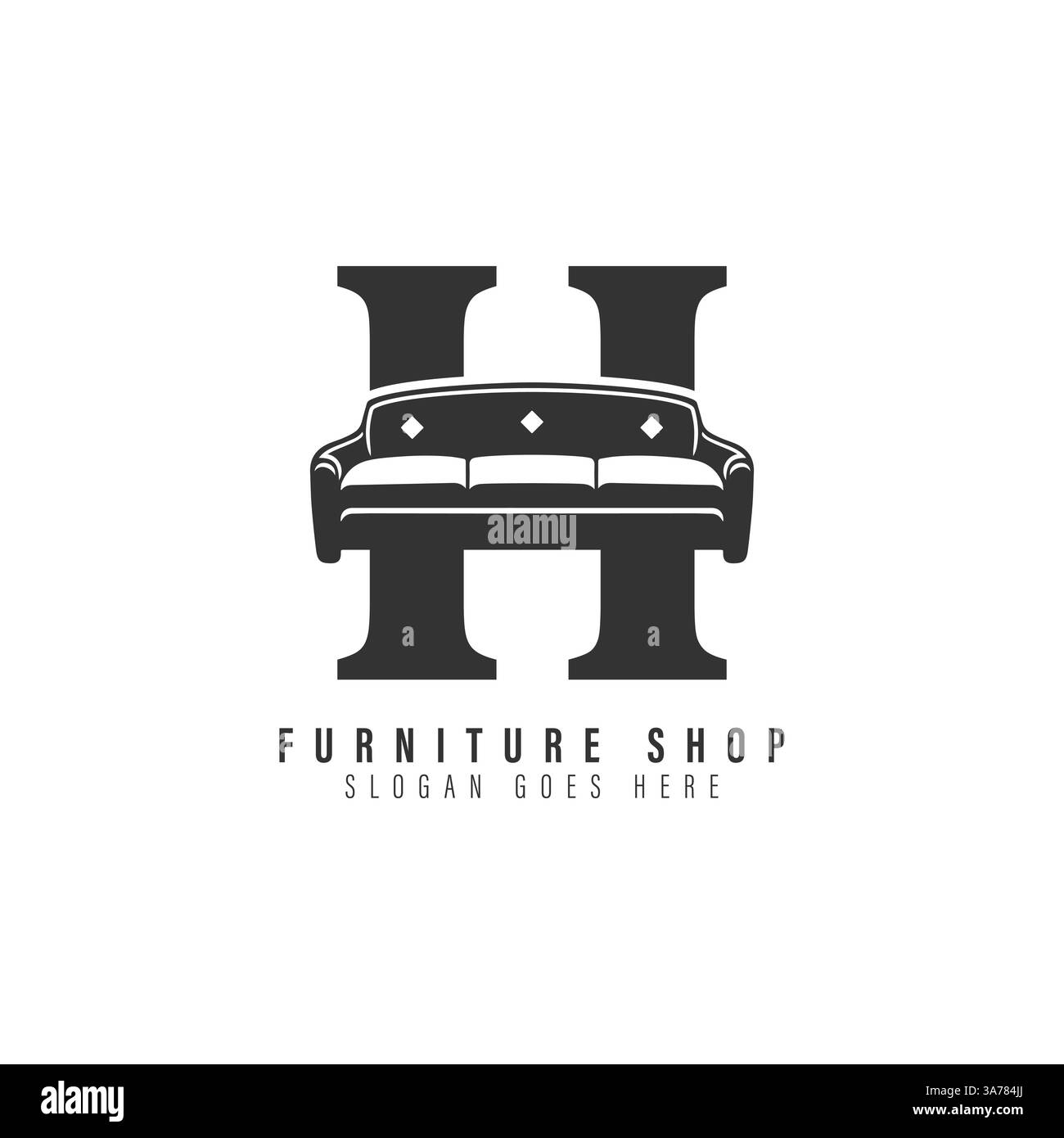 Letter H Sofa Logo Design. Alphabet H Furniture icon Stock Vector Image ...