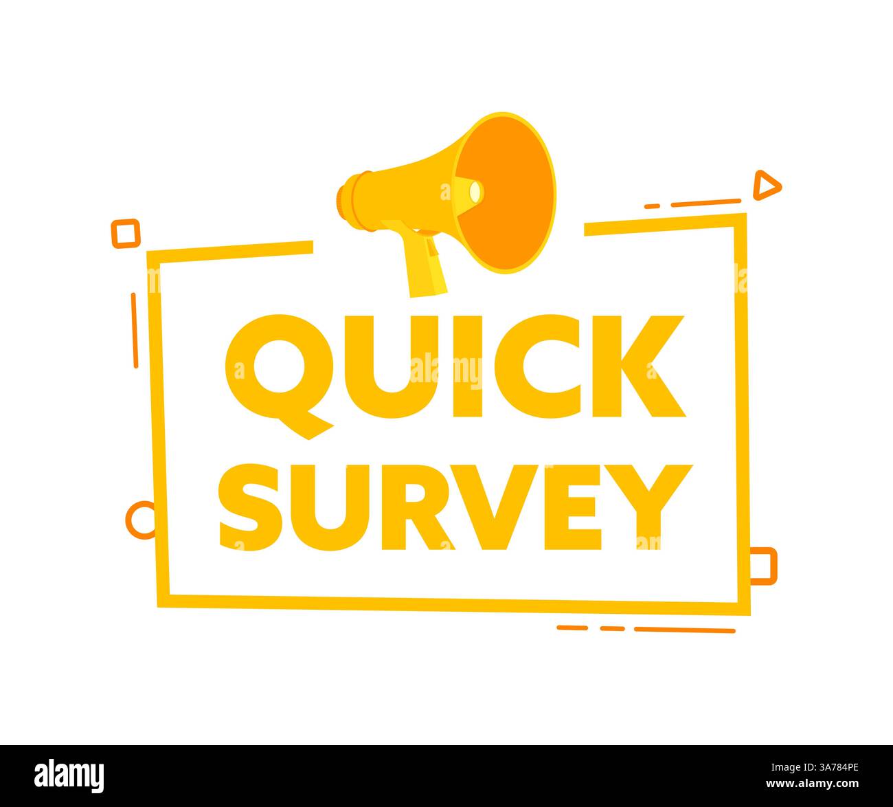 Megaphone with Quick survey speech bubble banner. Promotion and ...