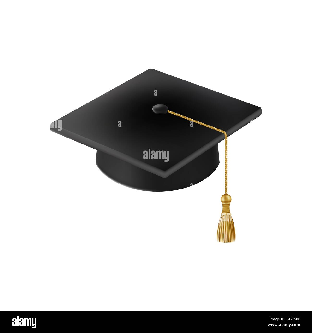 Realistic Black graduate cap. 3D Graduation Doctoral hat Stock Vector ...