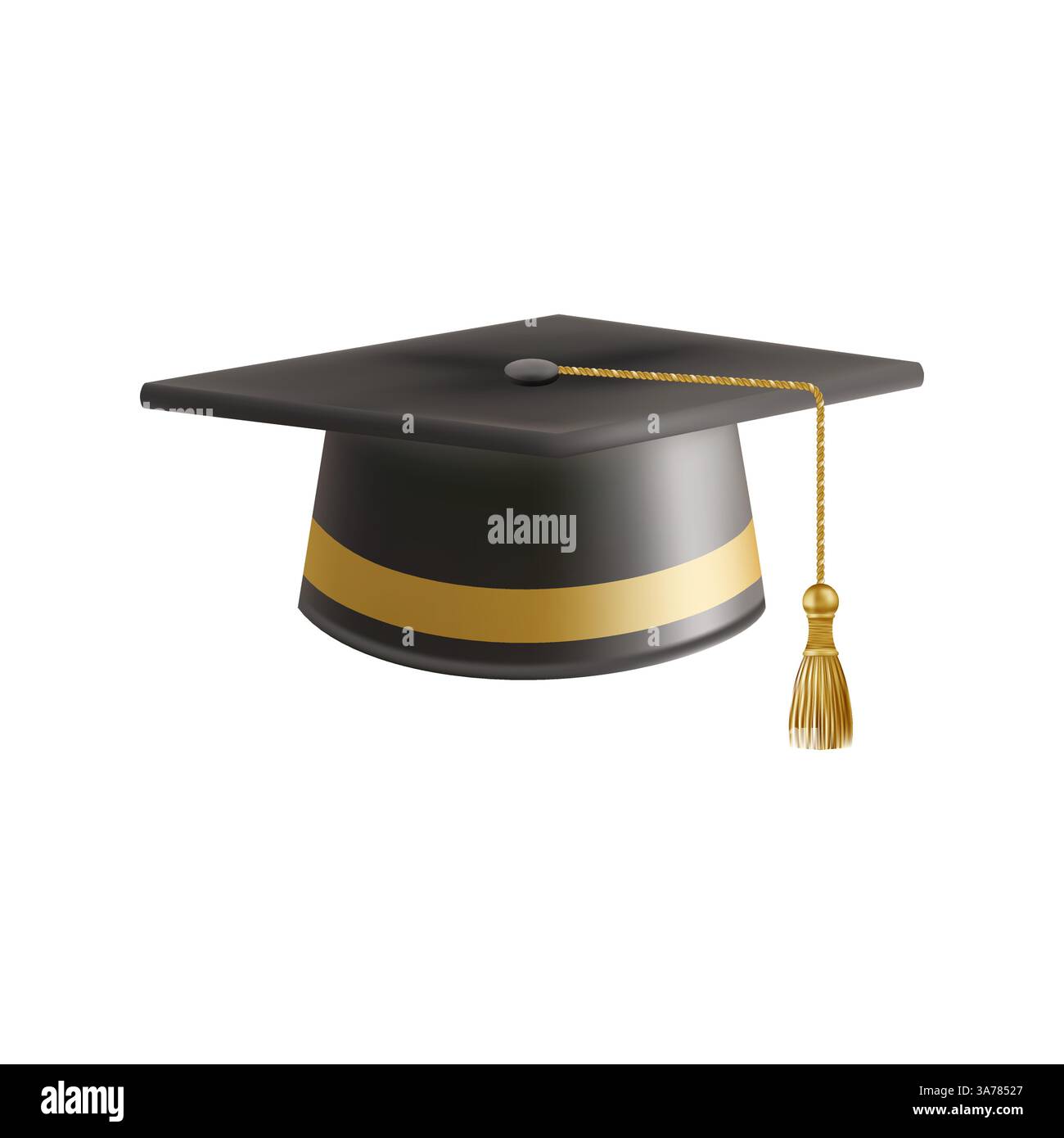 Realistic Black graduate cap. 3D Graduation Doctoral hat Stock Vector ...