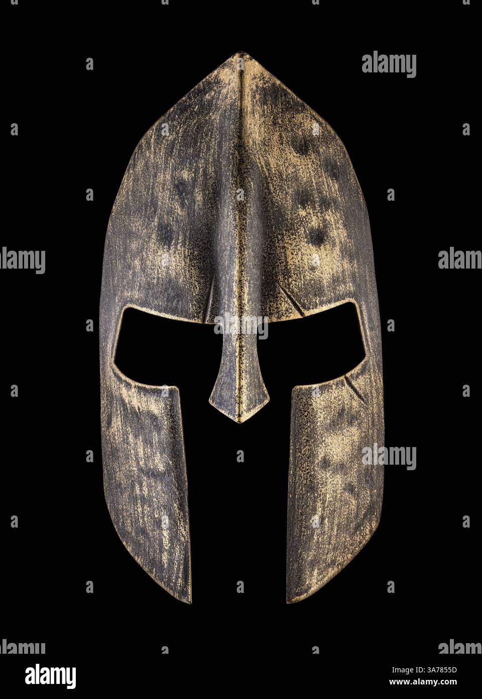 Ancient iron spartan helmet isolated on black background with clipping ...