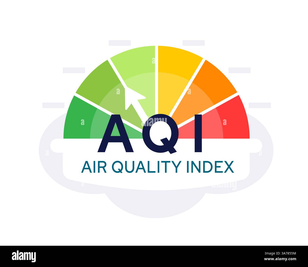 Colorful Air Quality Index AQI gauge vector illustration - modern ...