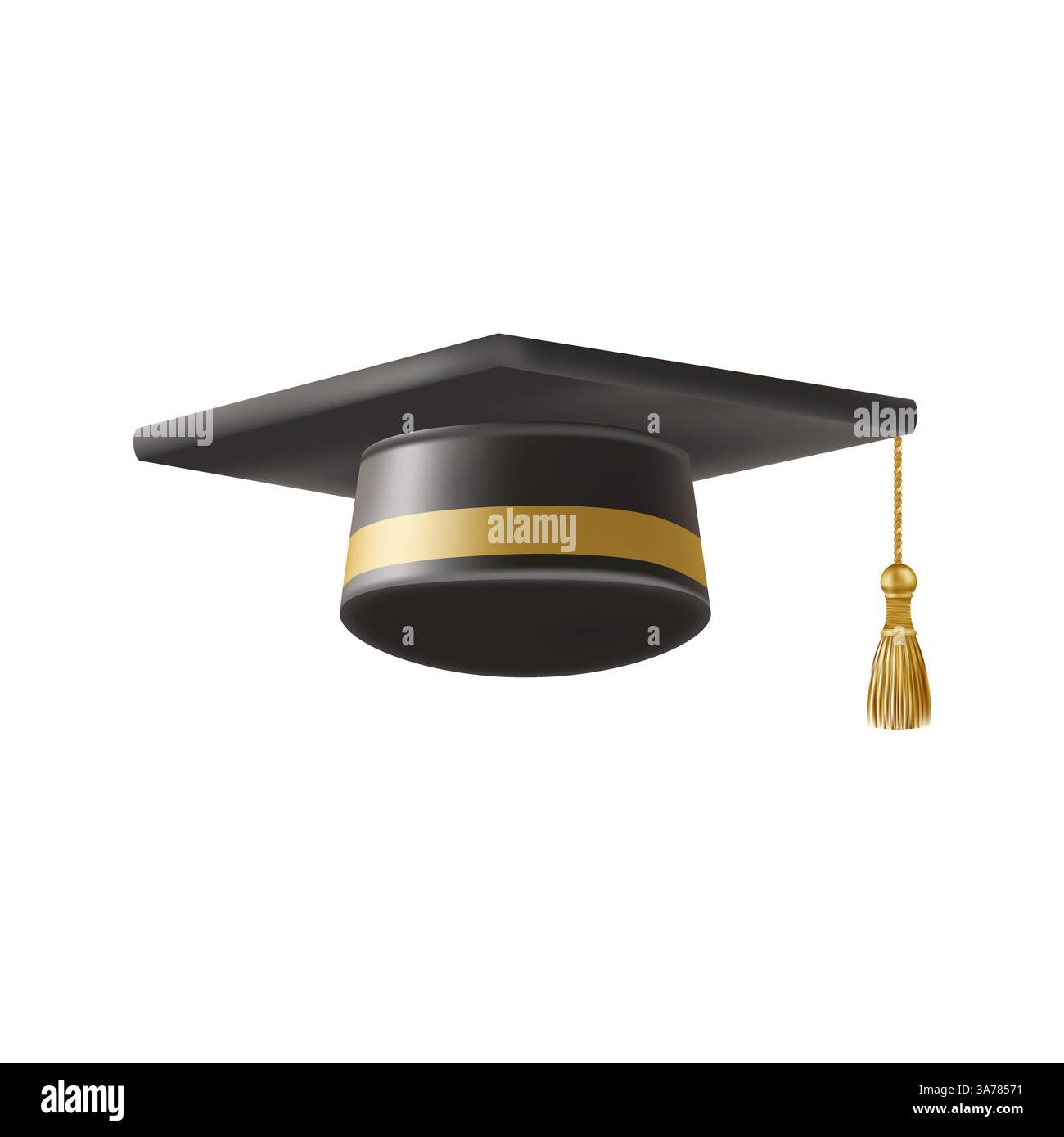 Realistic Black graduate cap. 3D Graduation Doctoral hat Stock Vector ...