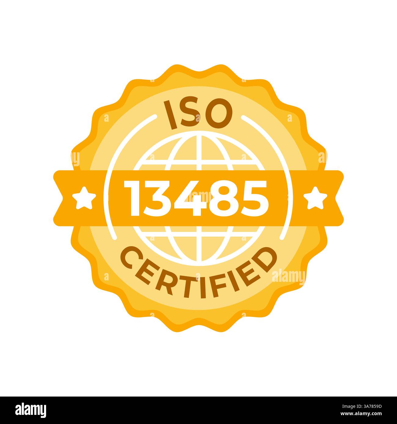 ISO 13485 Certified Quality Management System Emblem - A golden badge representing medical ...