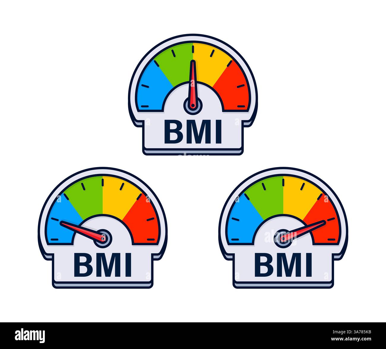 Body Mass Index BMI Tracking Gauges Vector Illustration with Multi ...