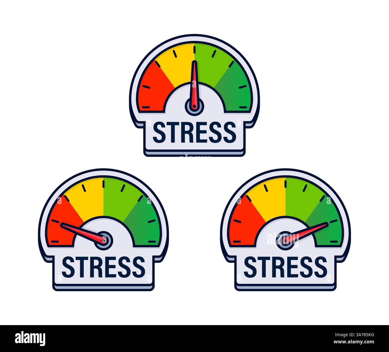 Set of Stress Level Indicators Vector Illustration with Color Coded ...
