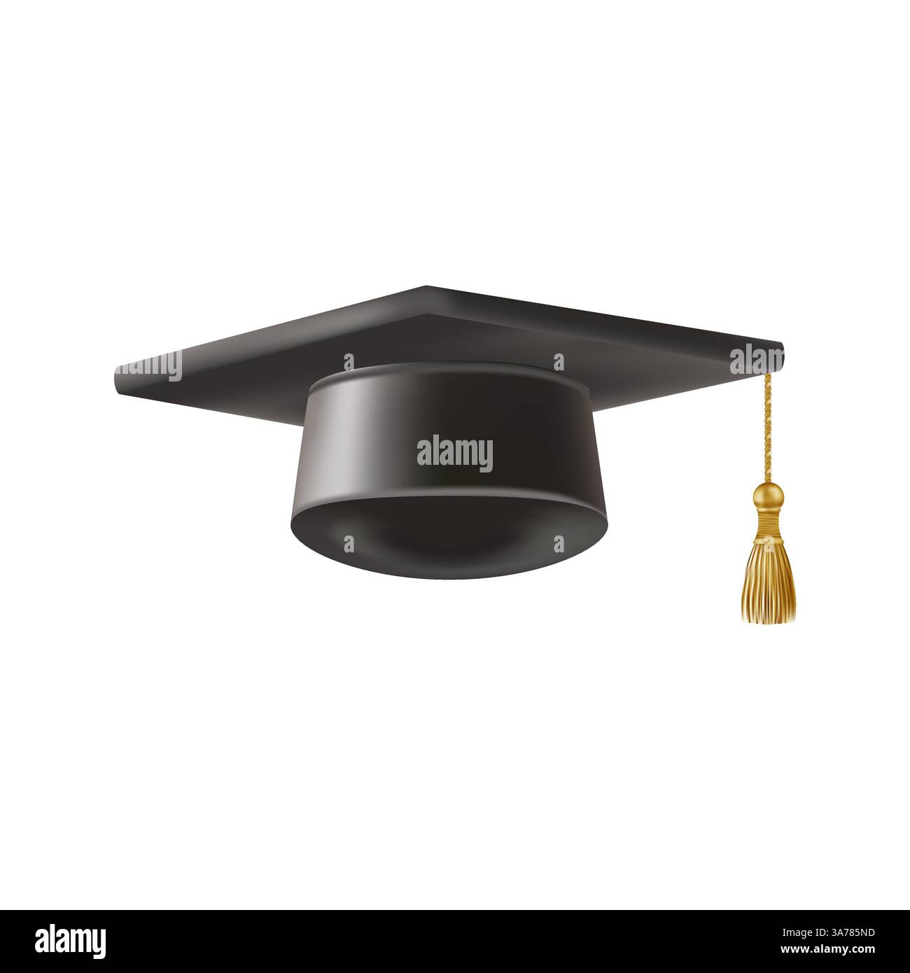 Realistic Black graduate cap. 3D Graduation Doctoral hat Stock Vector ...