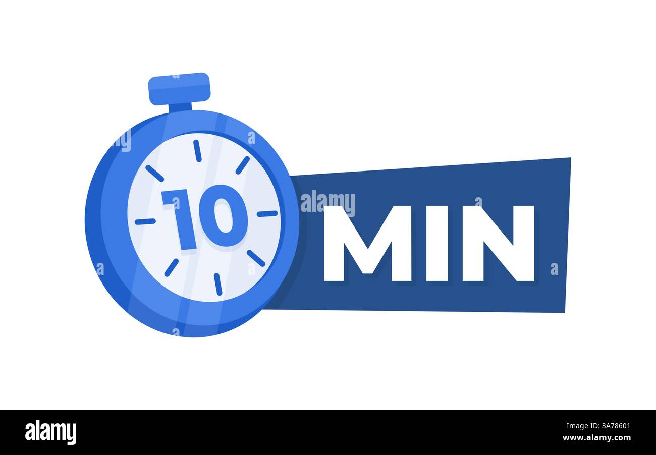 10 Minute Countdown Timer Icon Blue Stopwatch for Time Management and ...