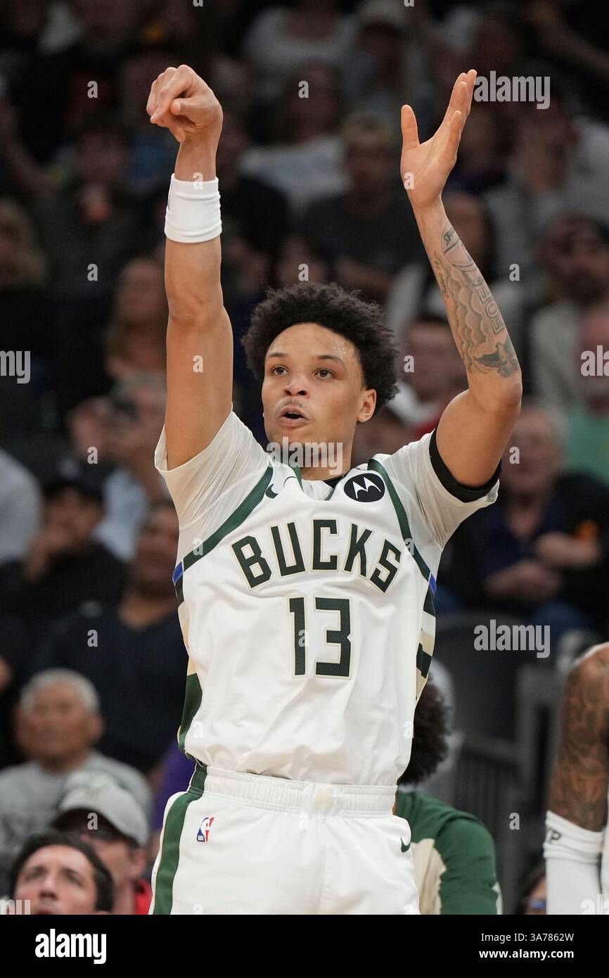 Milwaukee Bucks guard Ryan Rollins (13) during the first half of an NBA ...