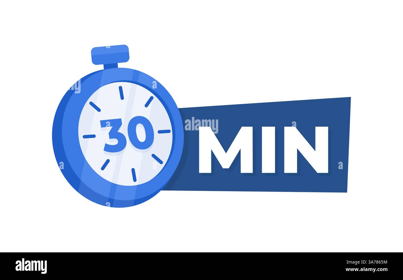 30 Minute Countdown Timer Icon Blue Stopwatch for Time Management and ...