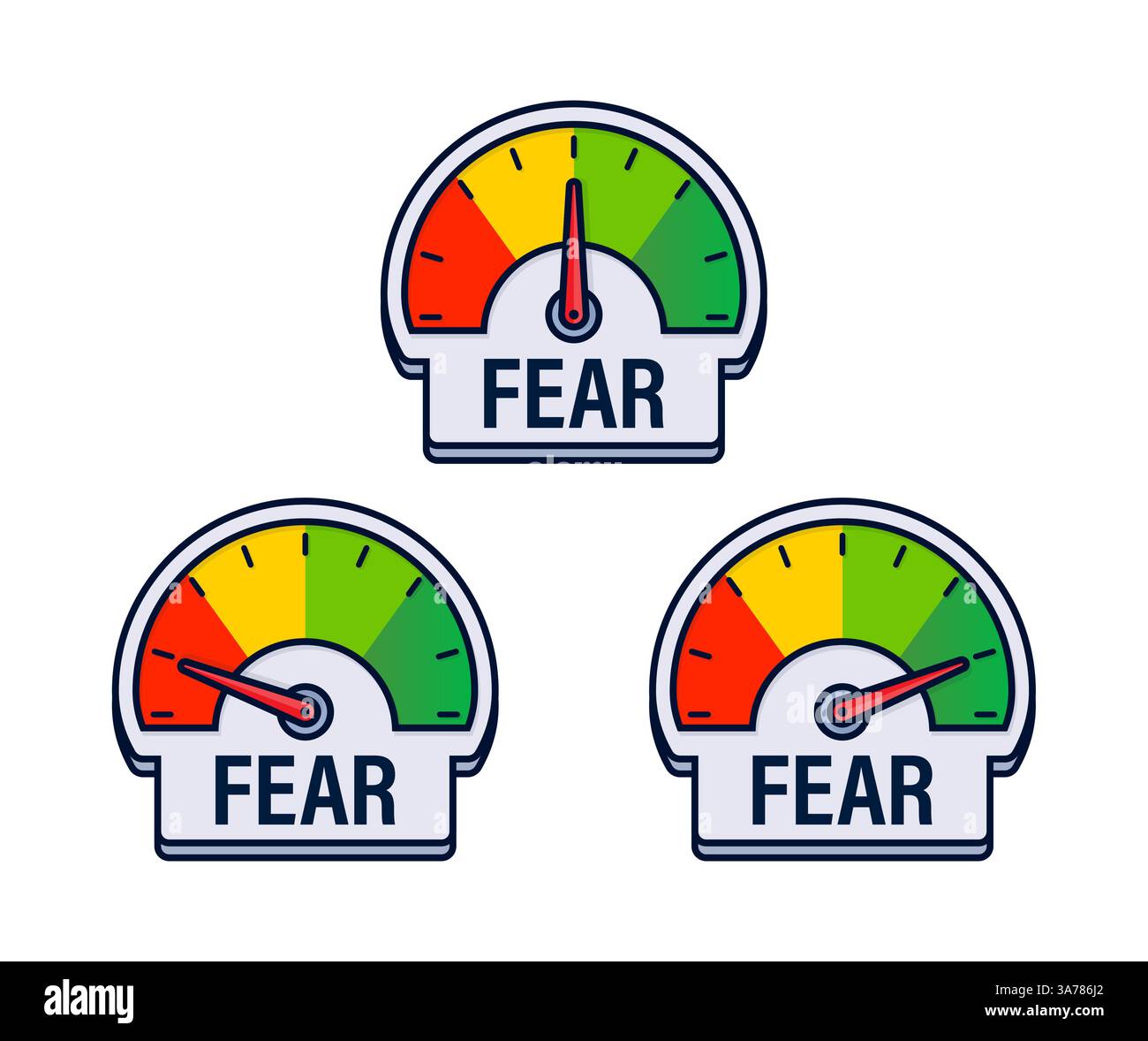 Emotional Fear Intensity Gauges Vector Illustration with Color Coded ...