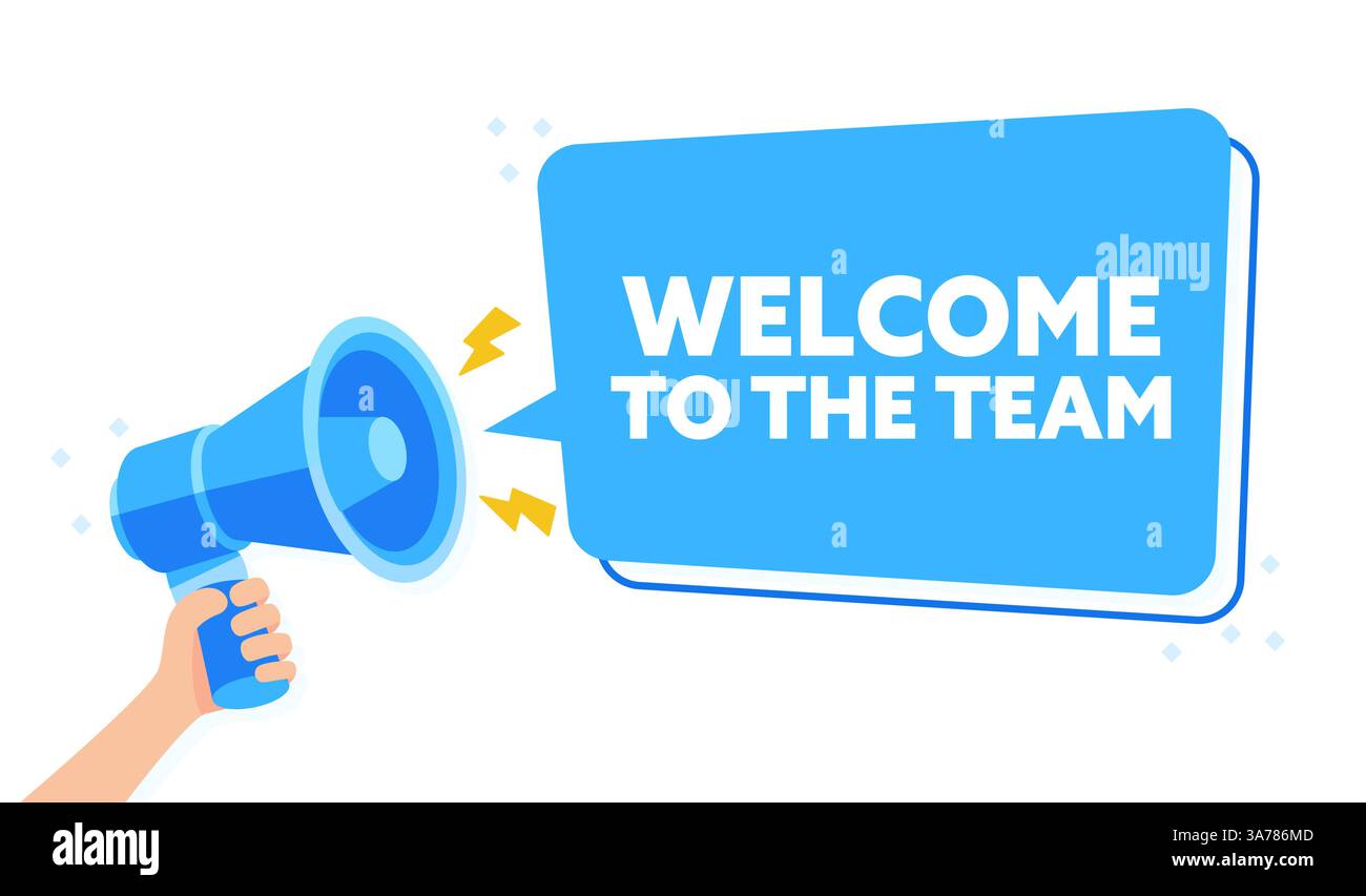 Cheerful Blue Welcome Message Illustration with WELCOME TO THE TEAM and ...