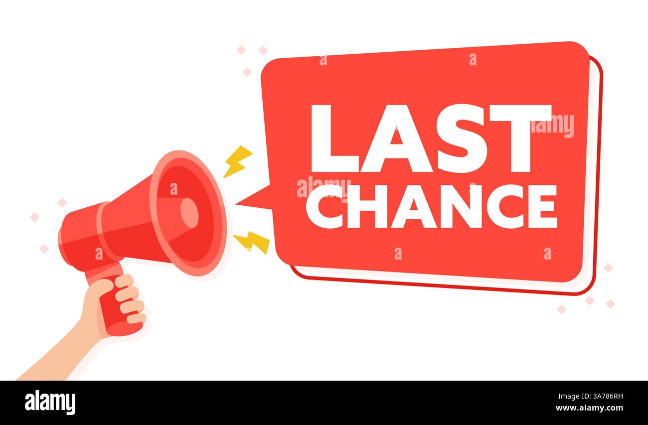 Urgent Call to Action Vector Illustration with Hand Holding Megaphone ...