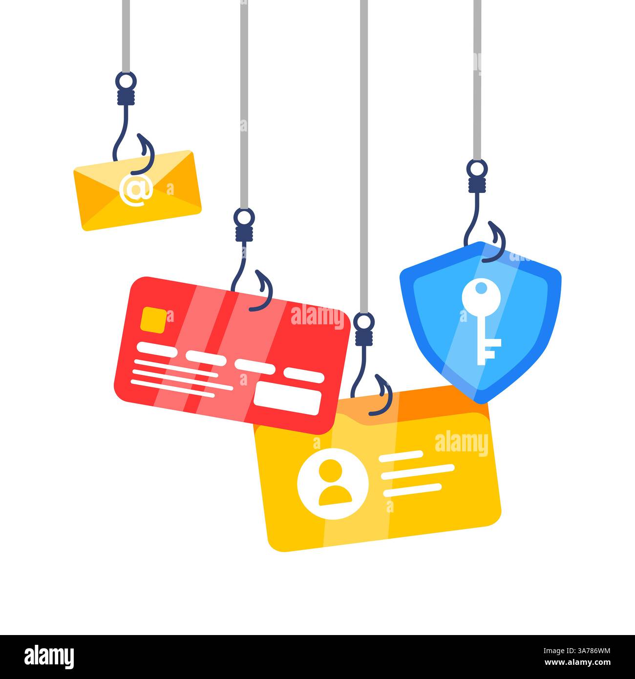 Phishing Scam Alert Concept. Phishing scam, hooks bait with email, card ...