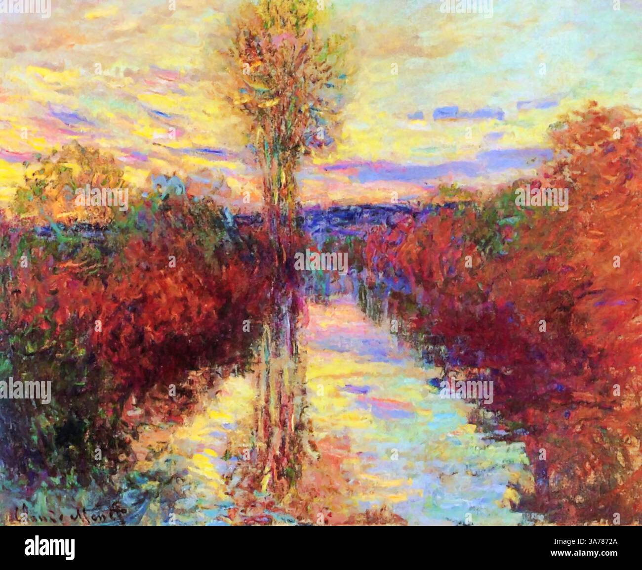 Small arm of the Seine at Mosseaux, at night, 1878 (Painting) by Monet ...