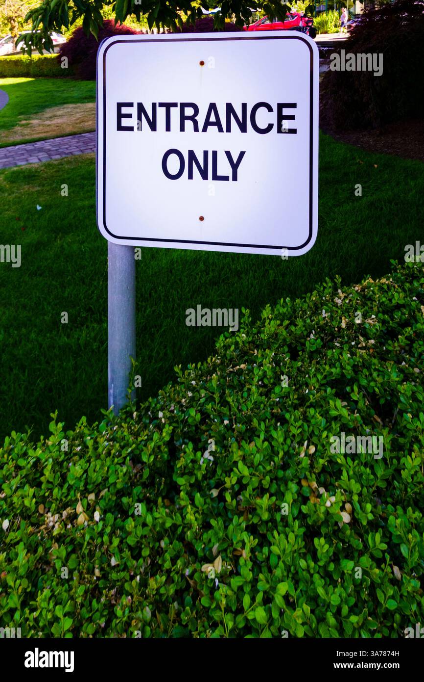 Entrance only sign, an information road sign Stock Photo - Alamy