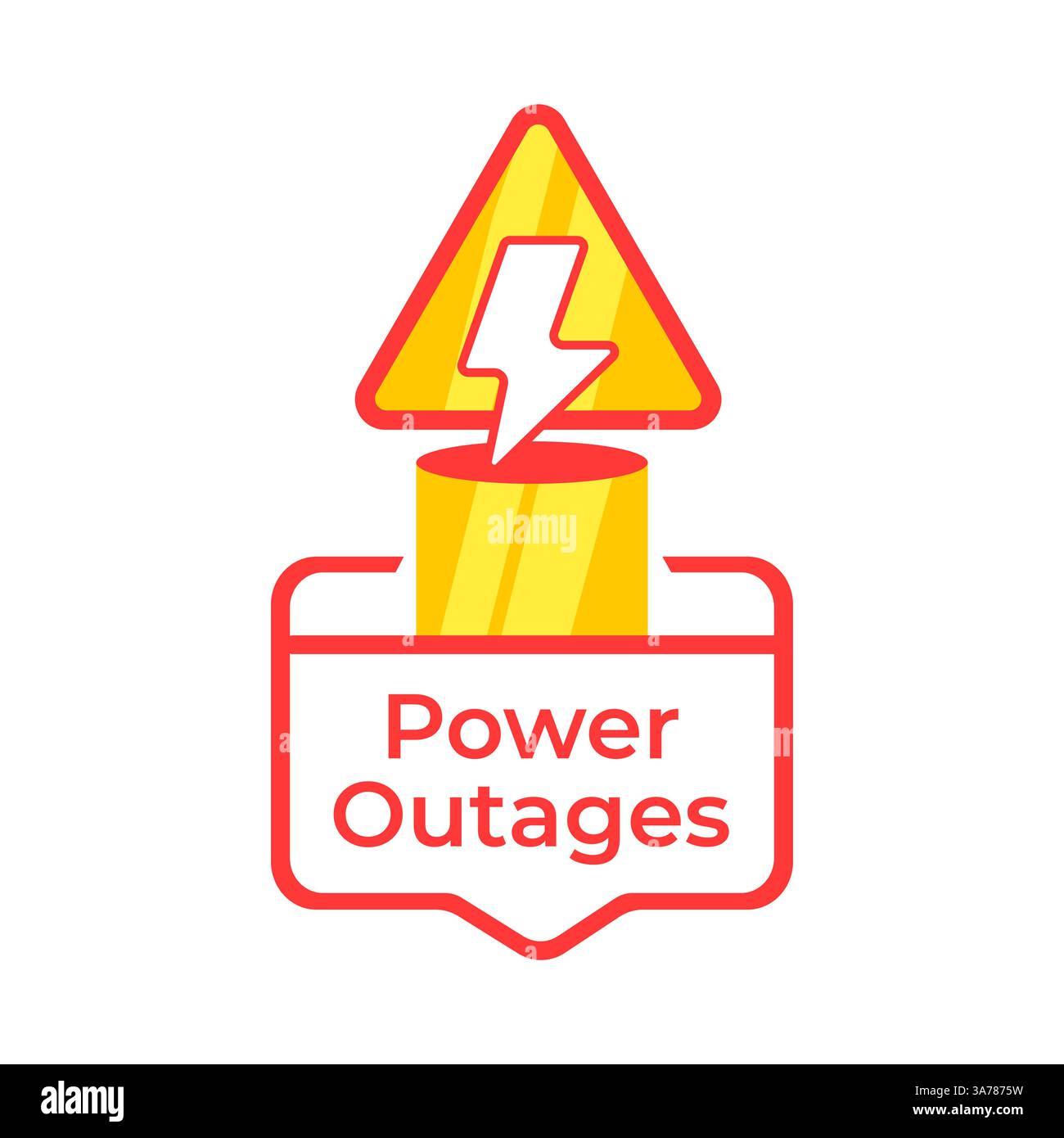 Iconic representation of a power outage warning with a lightning bolt ...