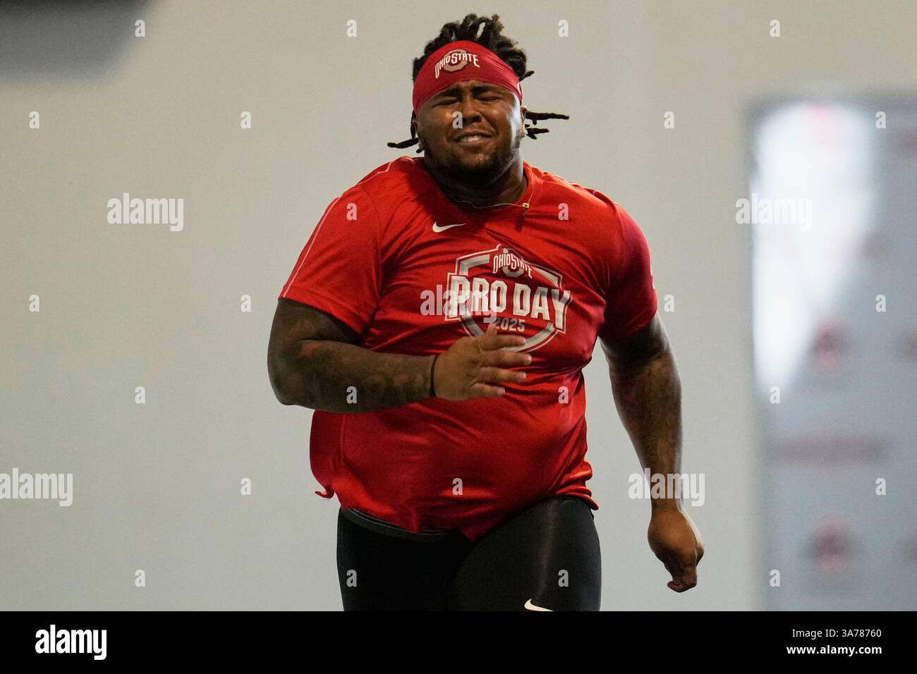 Ohio State's Tyleik Williams runs the 40 during the school's NFL ...