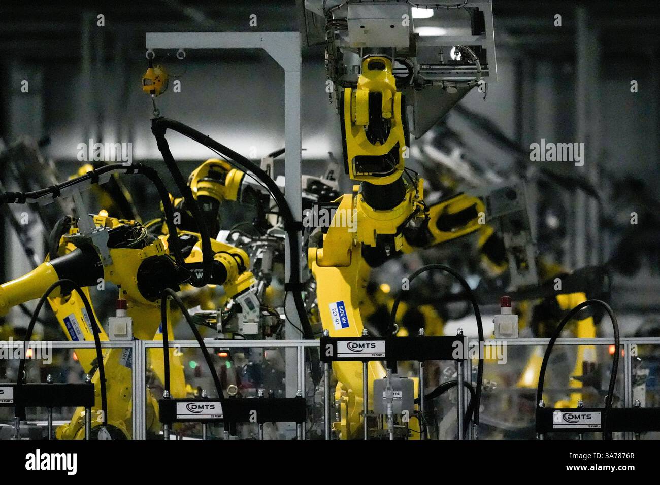 Apparatus is seen on the floor during a media tour at the Hyundai Motor ...