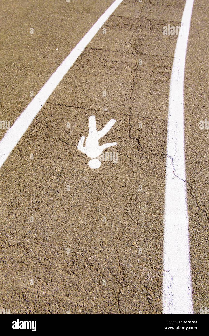 A pedestrian only lane, a dedicated walking lane on a tarmac pathway ...