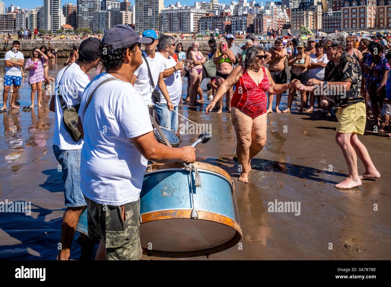 Argentine People Dancing On Playa Popular Beach (aka Playa Bristol ...