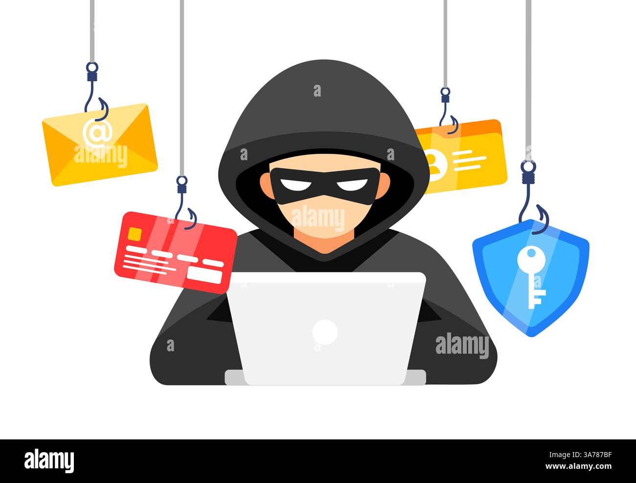 Hacker with a phishing trap, targeting personal login information ...