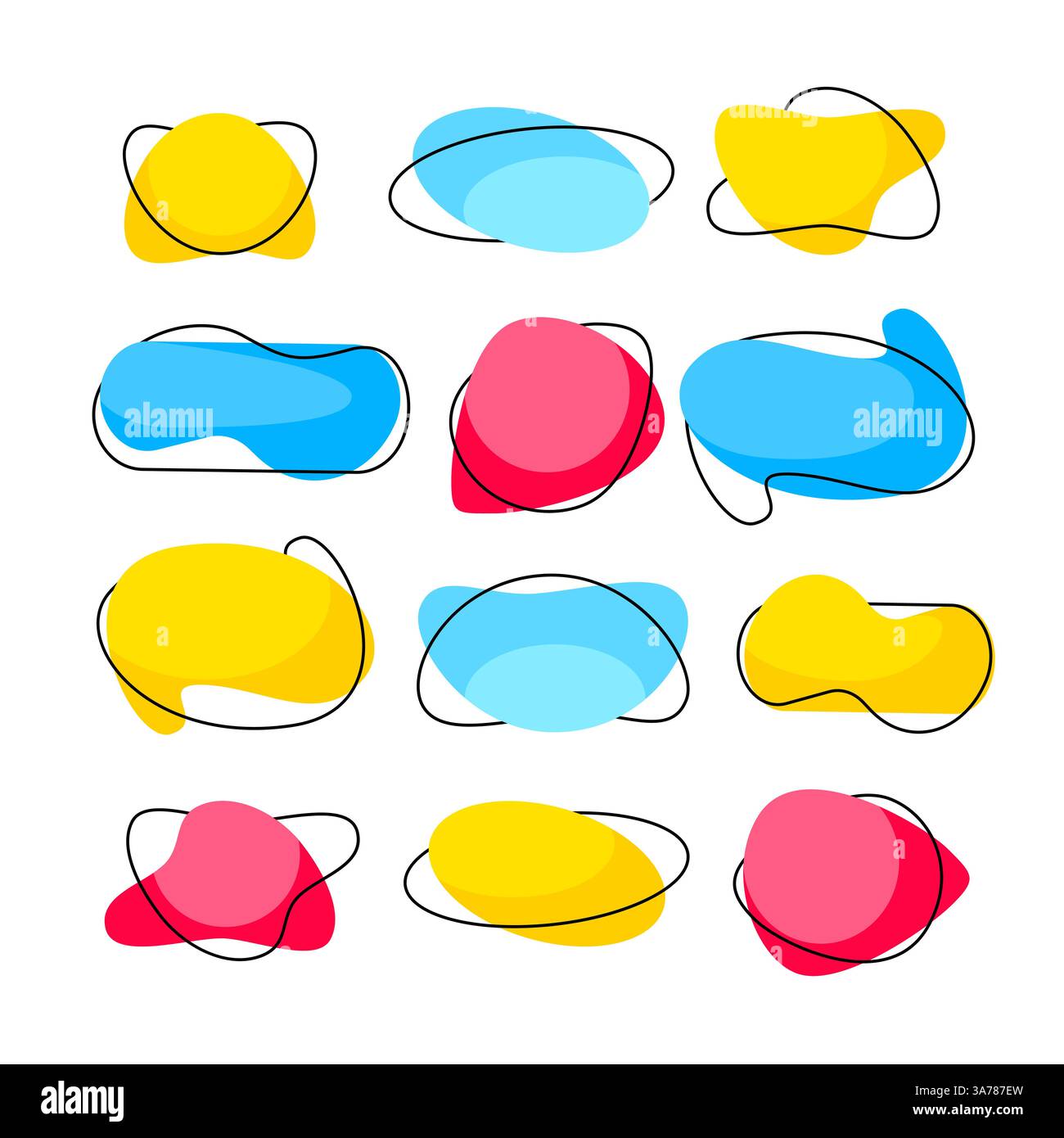 Random abstract liquid organic black irregular blotch shapes. Liquid ...