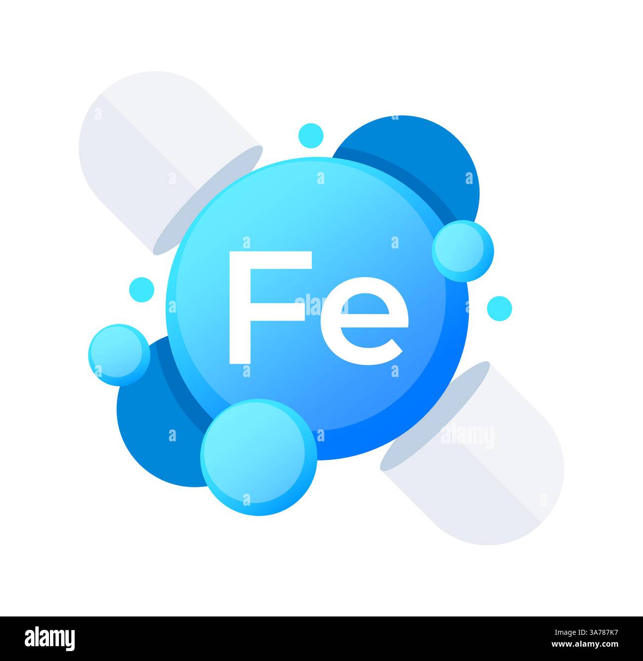 Iron element with dynamic blue bubbles and Fe symbol Stock Vector Image ...