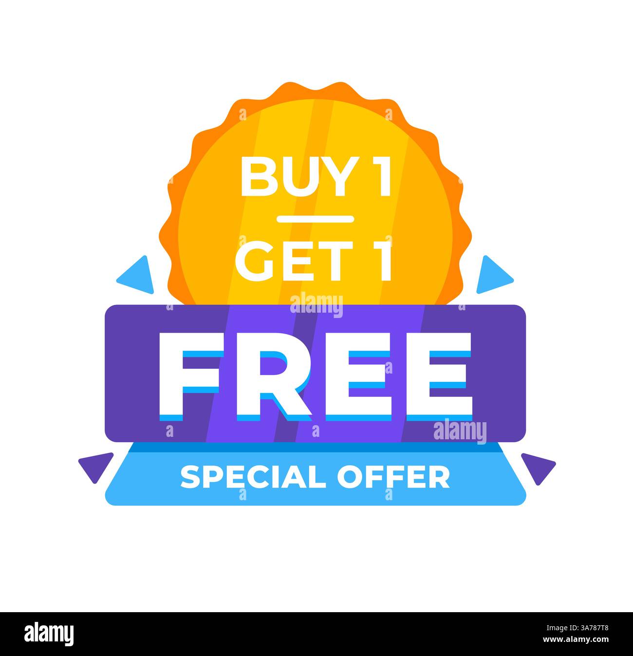 Promotional tag for a Buy 1 Get 1 Free special offer, designed with ...