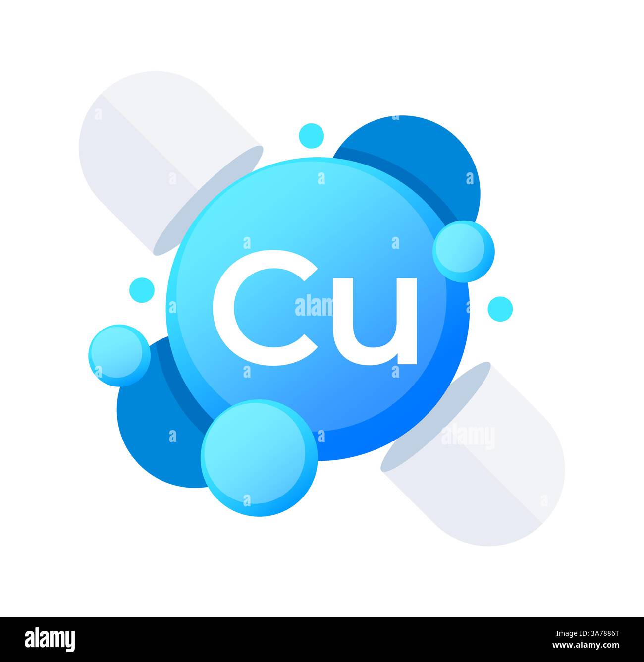 Blue bubbles with the chemical symbol Cu representing copper Stock ...
