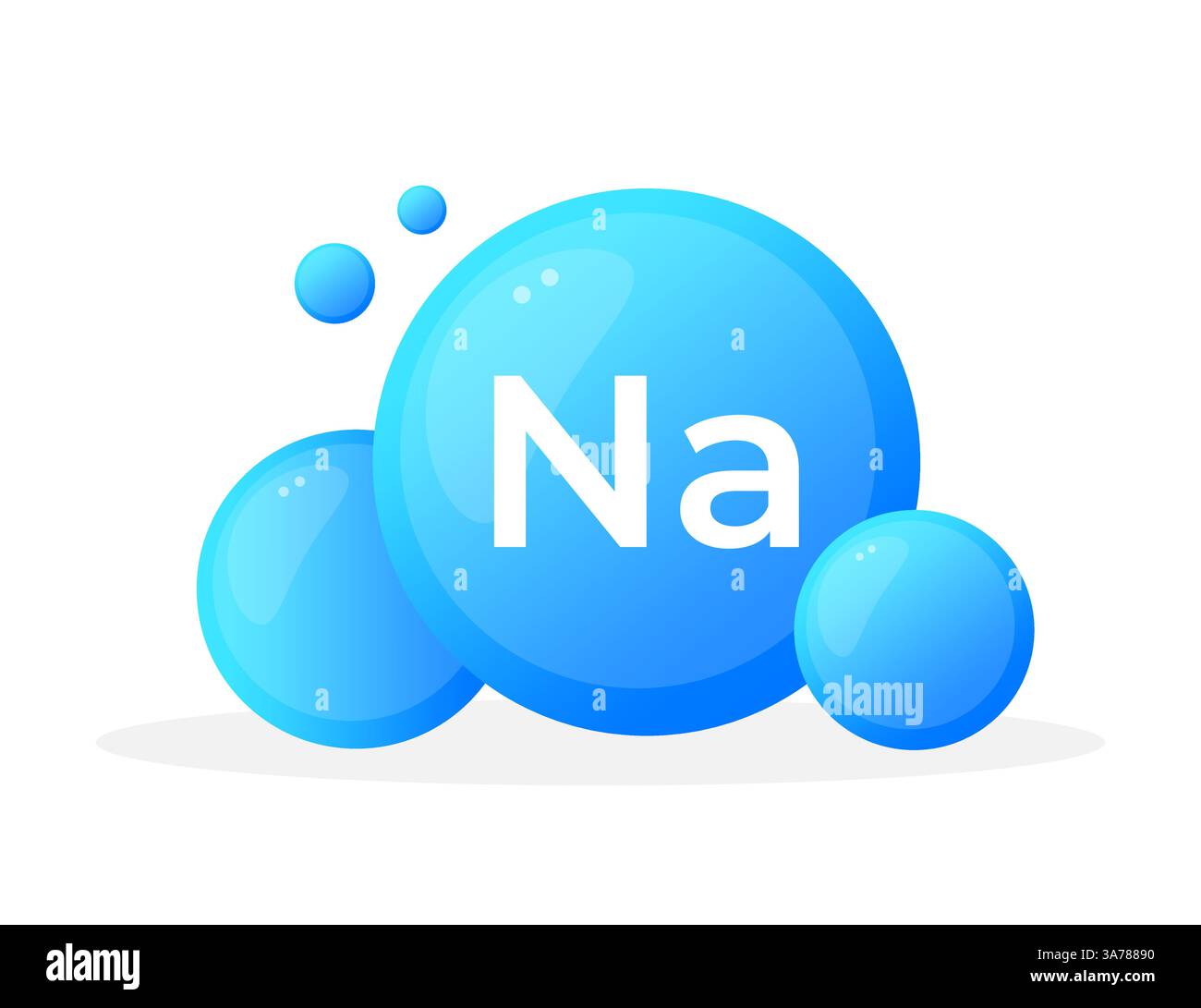 Sodium Na element visualized with vibrant blue spheres in educational ...