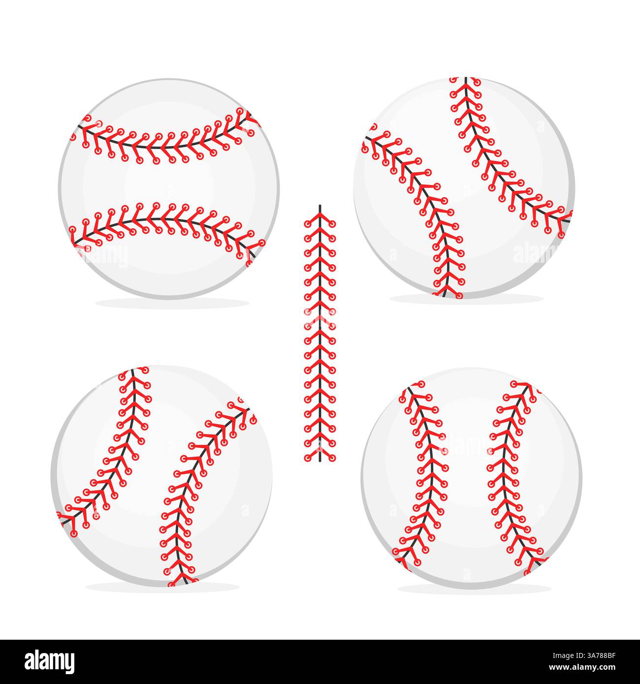 Red Baseball Stitches. Softball laces set. Vector illustration Stock ...