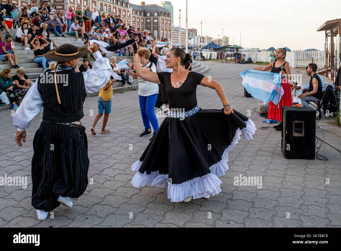 Traditional Gaucho Dancers Performing On The Promenade, Mar Del Plata ...